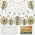 Amazon.com: Premium Reusable Happy Birthday Decorations - White and ...