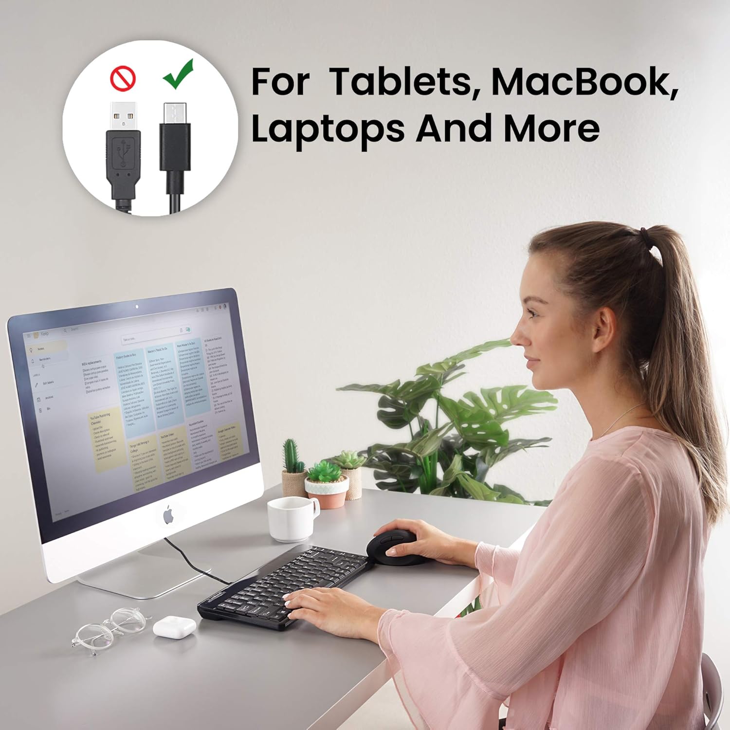 perixx PERIBOARD-409C Wired USB-C Mini Keyboard, Black, UK QWERTY ...