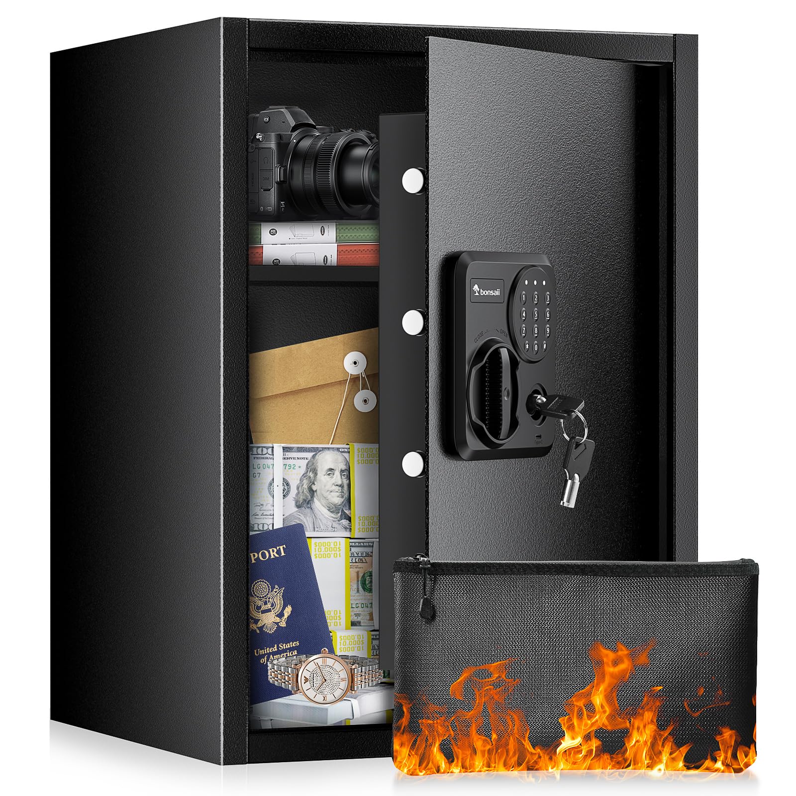 Bonsaii 1.8 Cubic Feet Security Home Safe with Digital Keypad ...