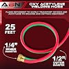 ABN Oxy Acetylene Torch Hose, 25 Foot x 1/4 Inch - B Fitting Twin ...