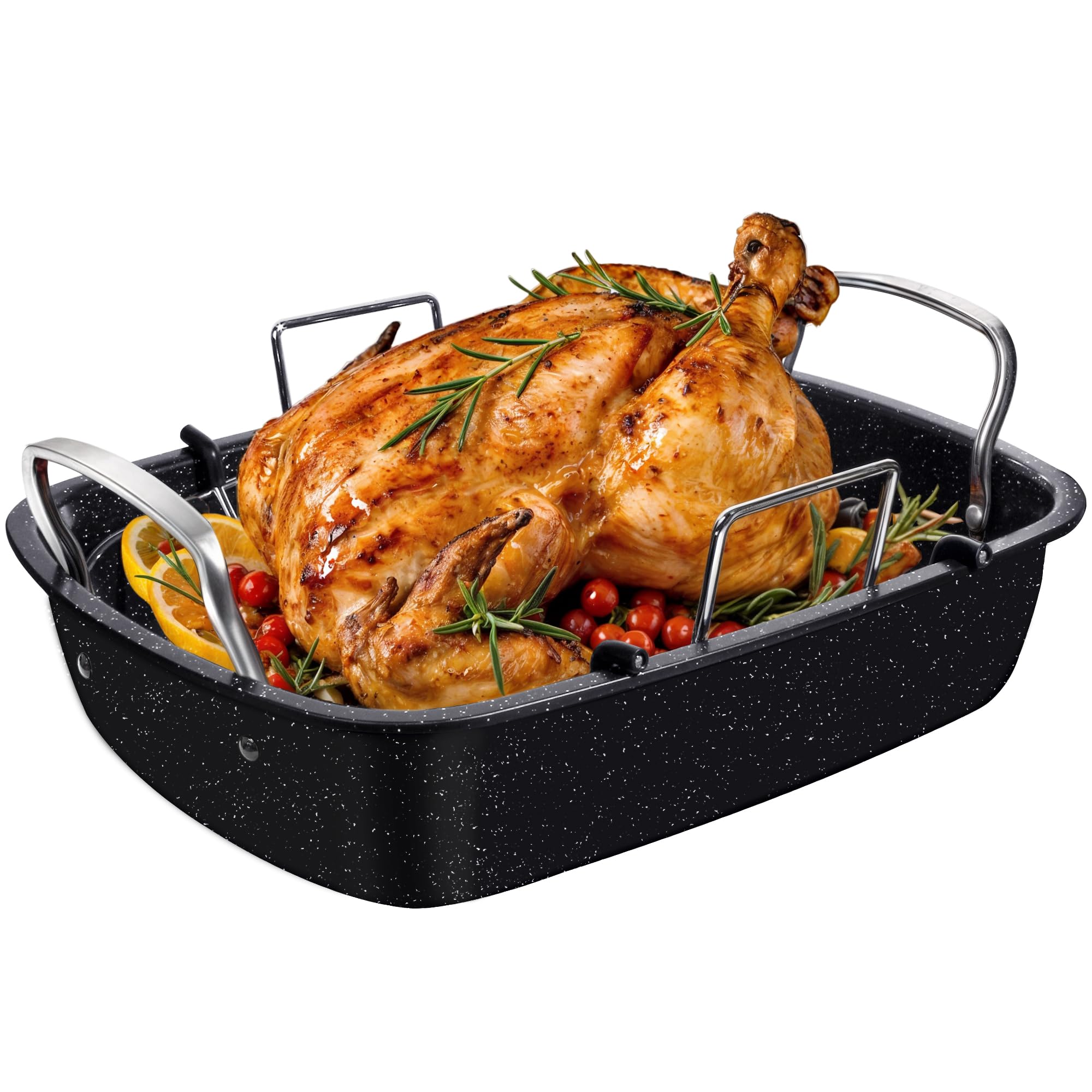 RavisingRidge Roasting Pan with Rack, 17 x 13 Inch Nonstick Turkey ...
