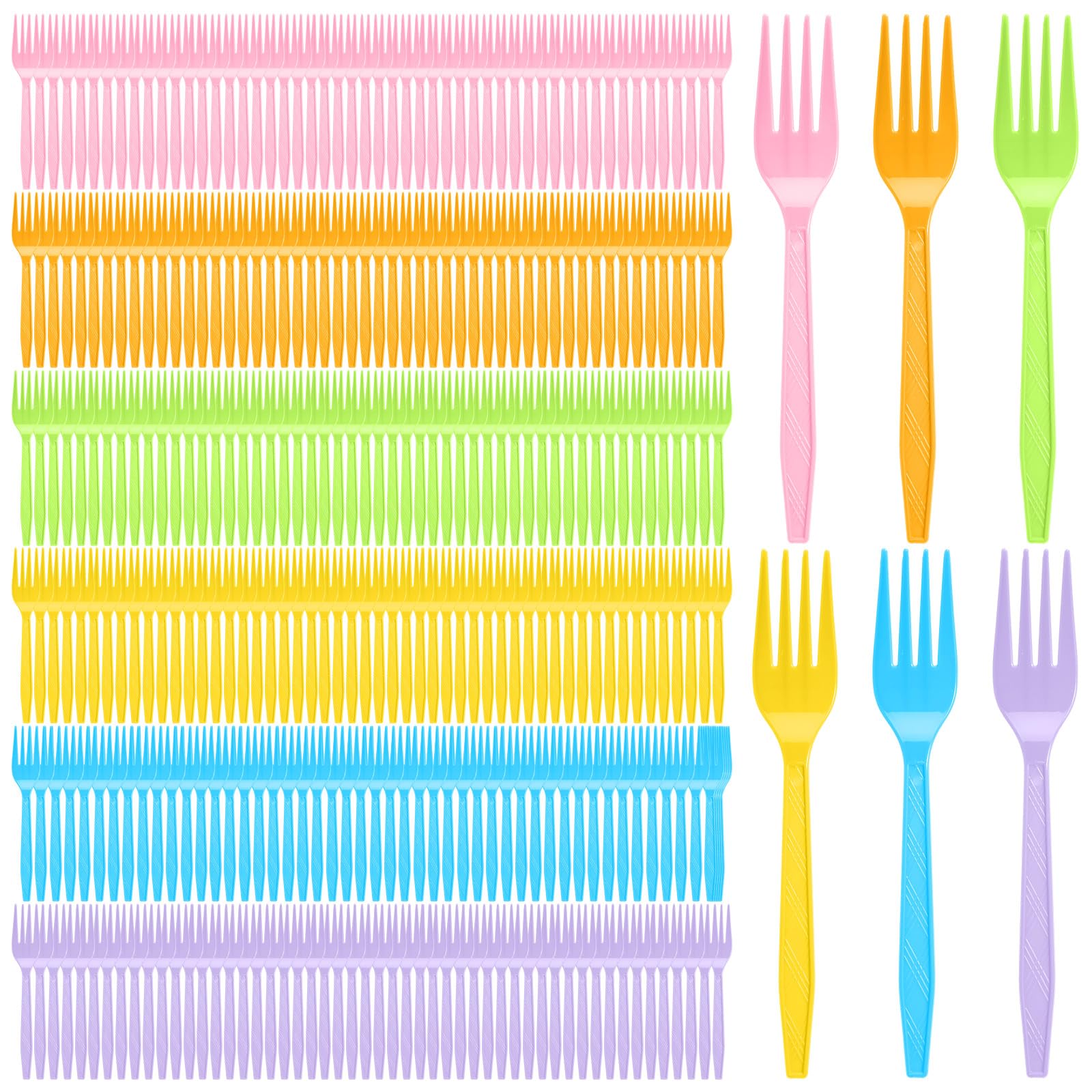 Tioncy 360 Pcs Rainbow Disposable Plastic Forks Bulk Colorful ...