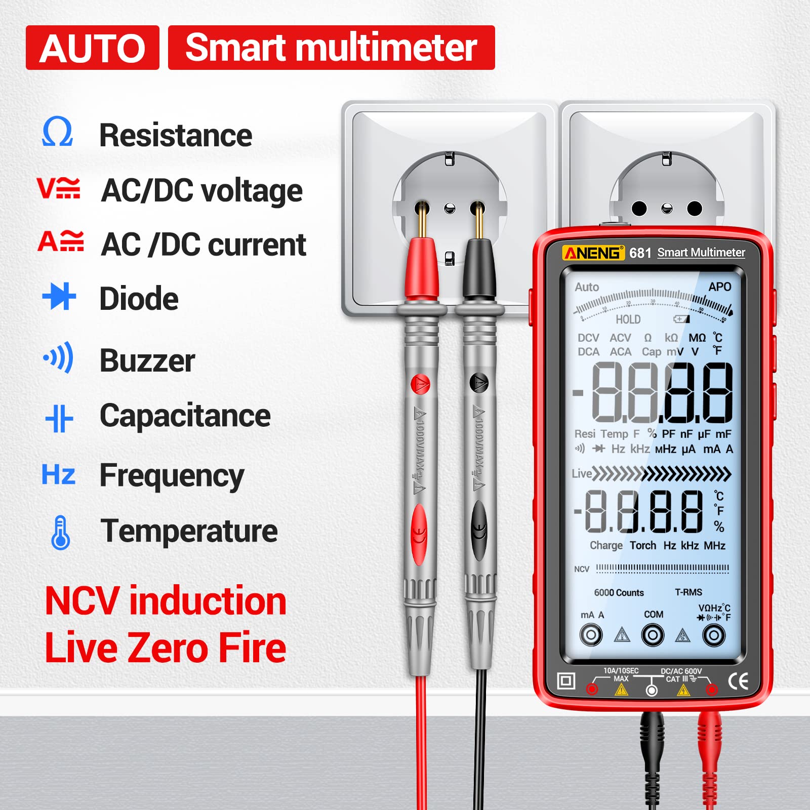 Mua ANENG Digital Multimeter Tester Auto-Ranging TRMS 6000 Counts ...