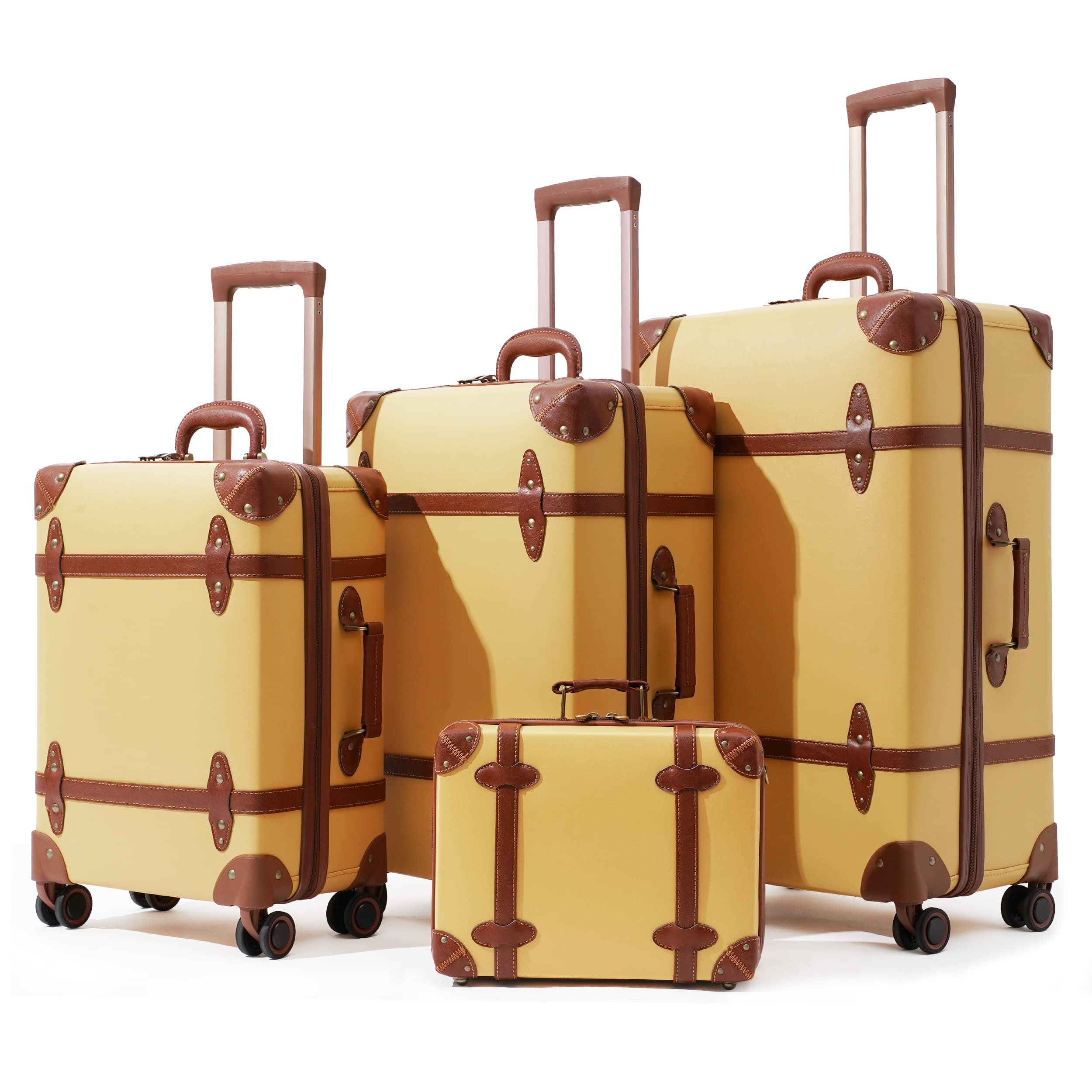 NZBZ Vintage Luggage Sets for Women, PU Leather Retro Suitcase, Vintage ...