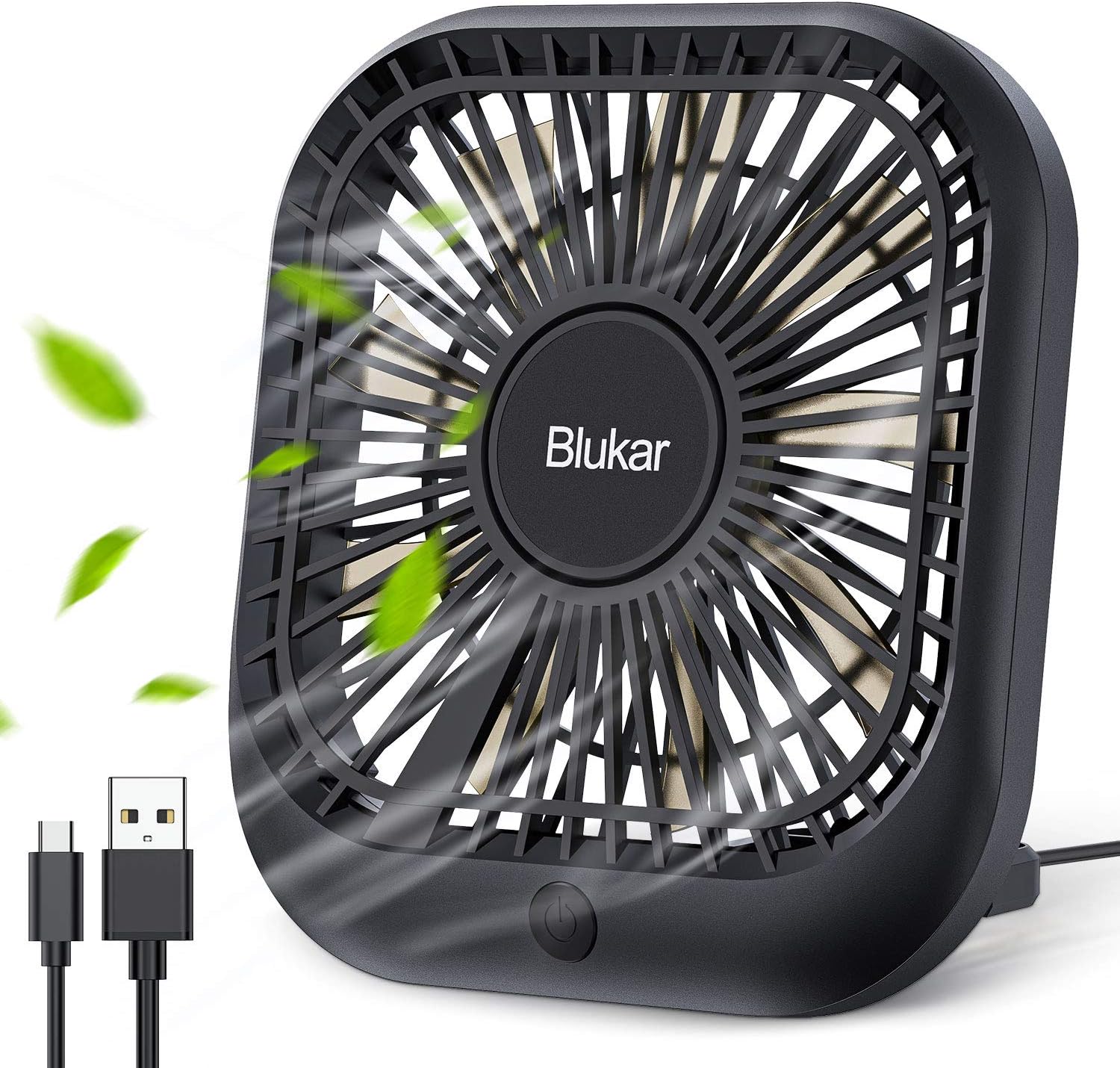 Blukar USB Fan, Desk Fan Table Fan – 9 Fan Blade, Adjustable 3 Speeds ...