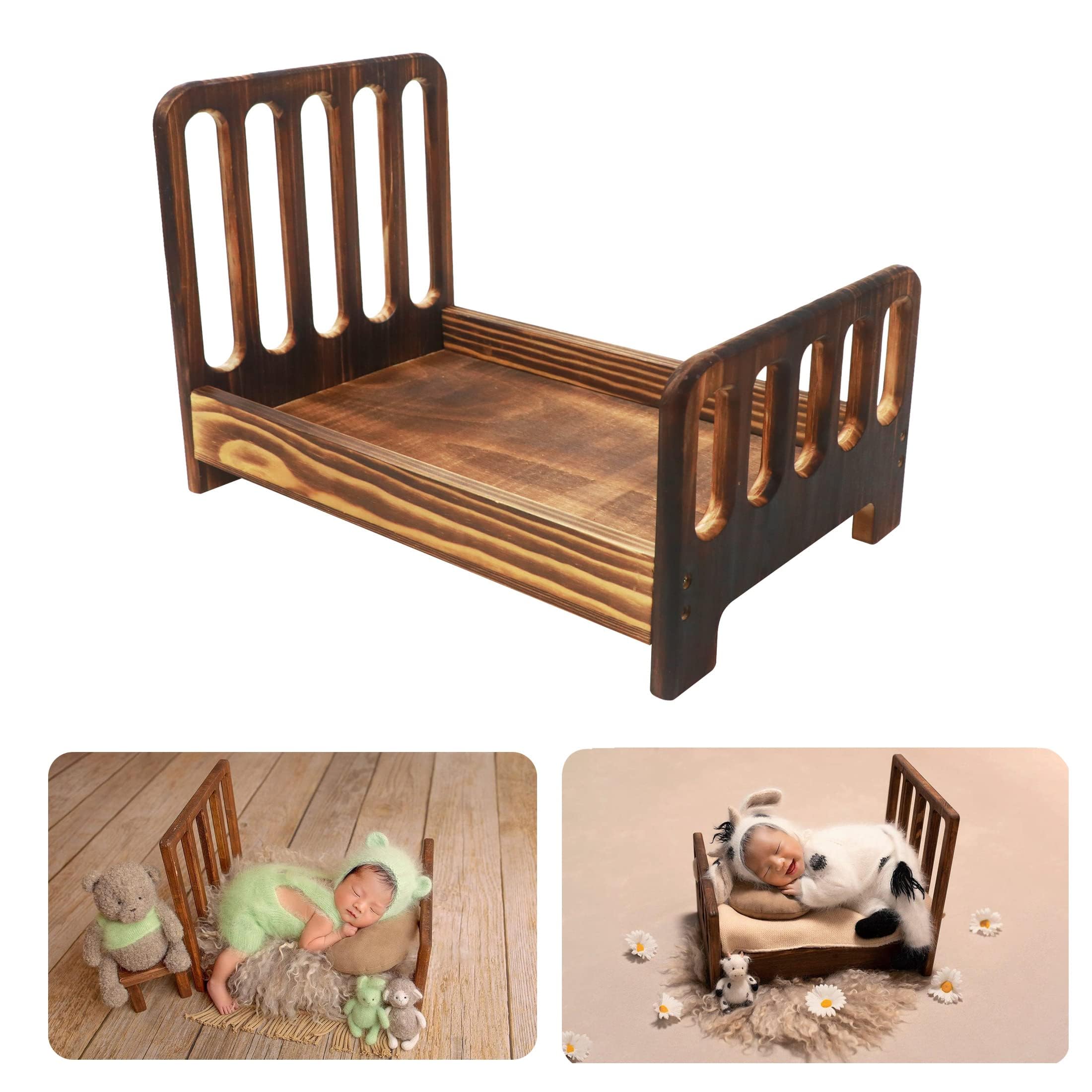 M&G House Brown Newborn Photography Props Wooden Bed Vintage Bed Baby ...