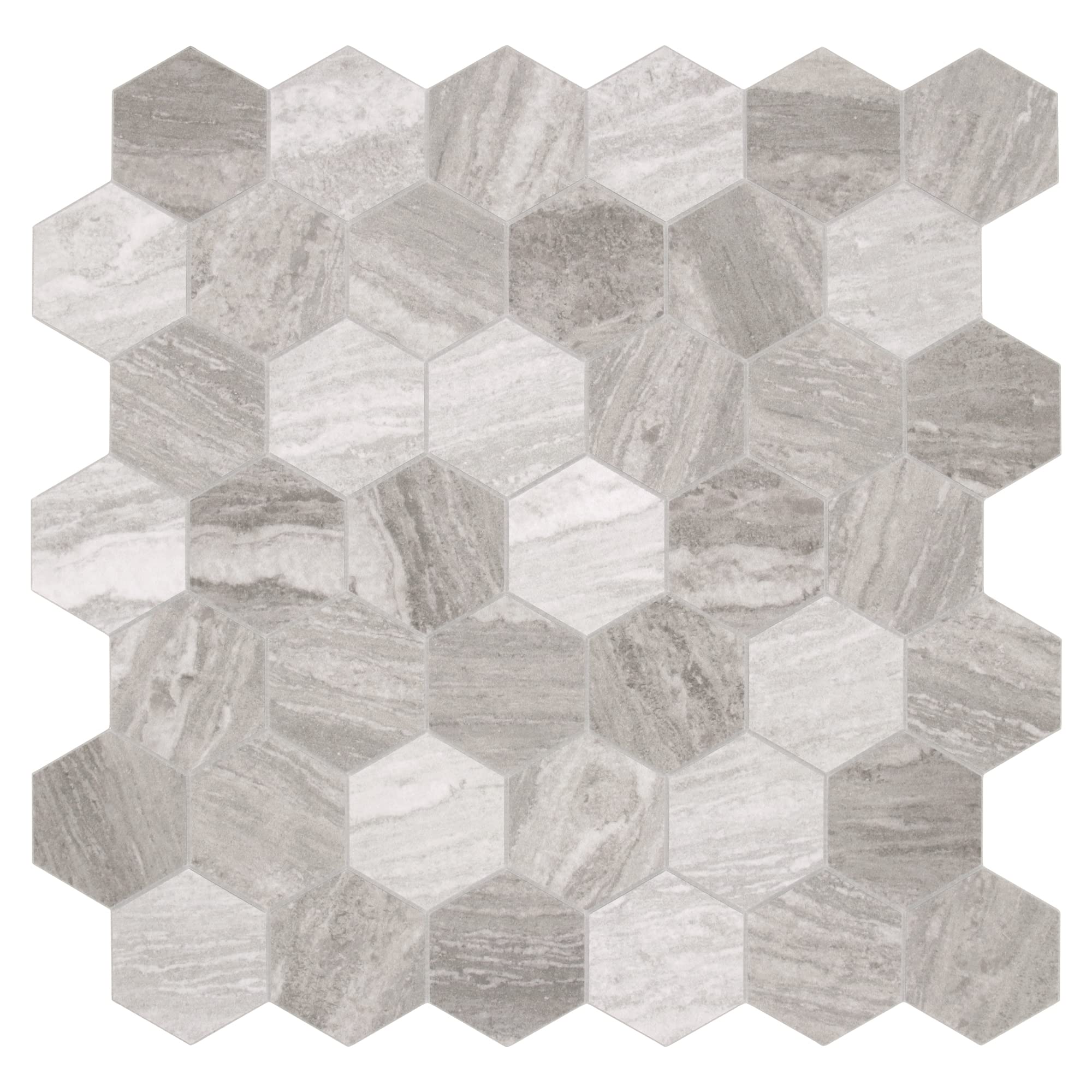 The Tiles Plaza Backsplash Tile for Kitchen Peel and Stick Grey Hexagon ...