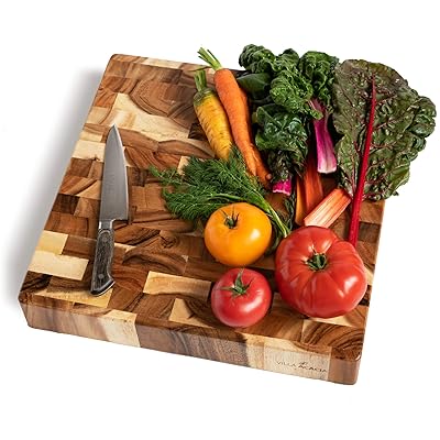 Buy Villa Acacia Square Butcher Block End Grain 18x18 Inch, 3 Inch ...