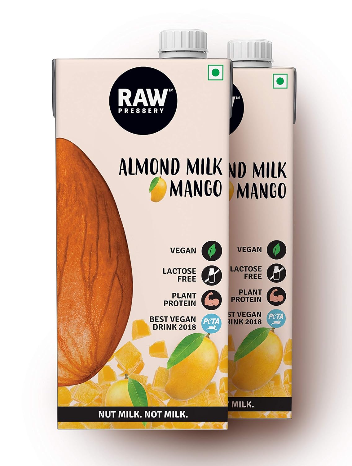 Raw Pressery Almond Milk - Mango Tetra Pack 1 LTR (Pack of 2) - Delsheaven