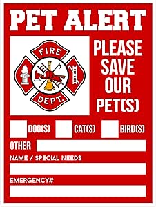 Amazon.com : Pet Alert Fire Rescue Sticker - 5"x 4" Double Sided (2 ...