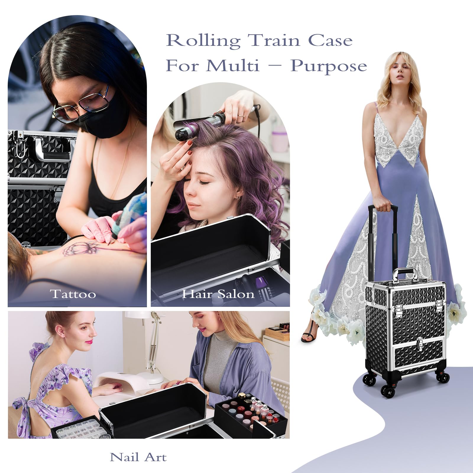 Mua Costravio Rolling Makeup Train Case, Large Storage Professional ...