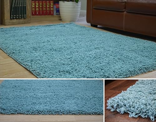 Large Plain Duck Egg X Blue Thick Pile Shaggy Rug Value 110 X 160 ...
