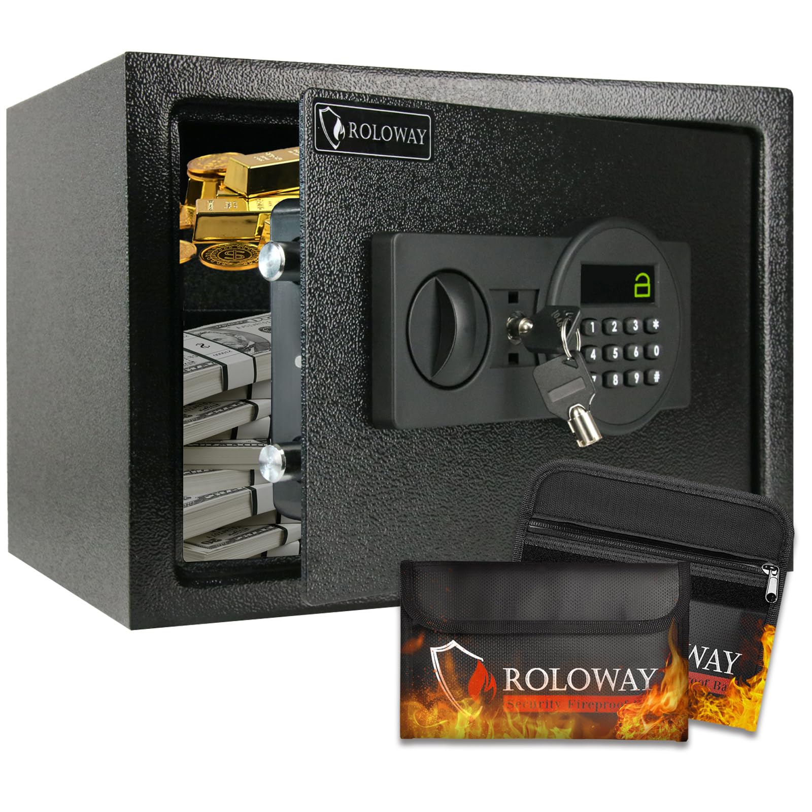 ROLOWAY Steel Safe Box (0.8 Cubic Feet), Money Safe for Home Safe, Lock ...