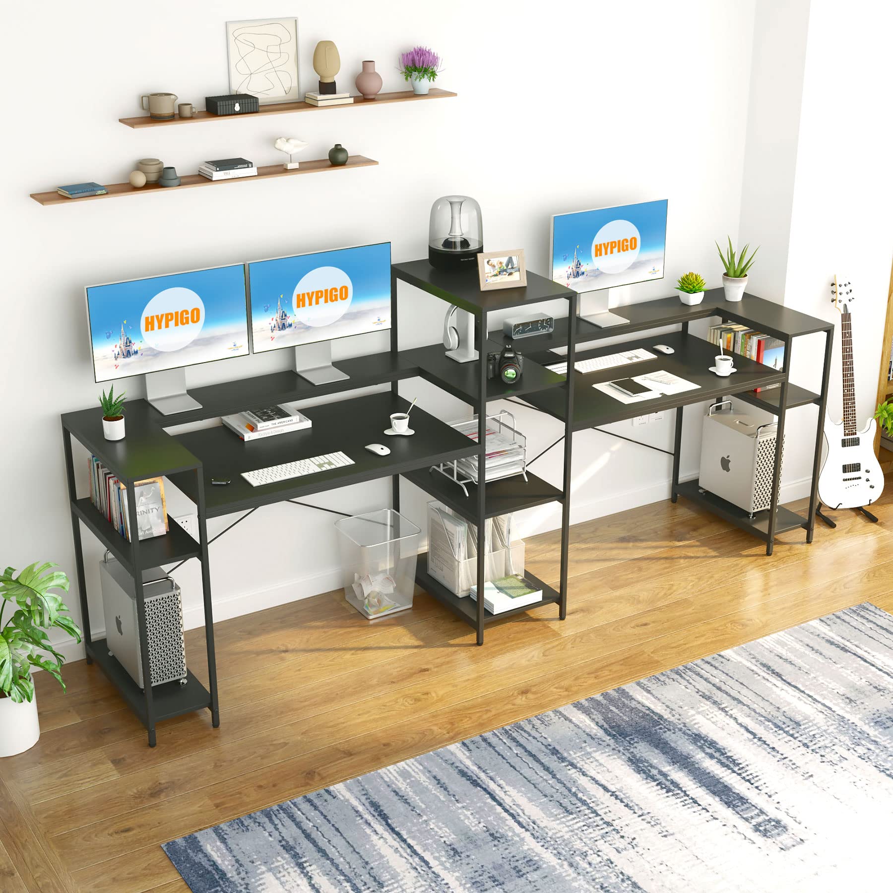 Mua HYPIGO Two Person Computer Desk with Storage Shelves, 109 inches ...