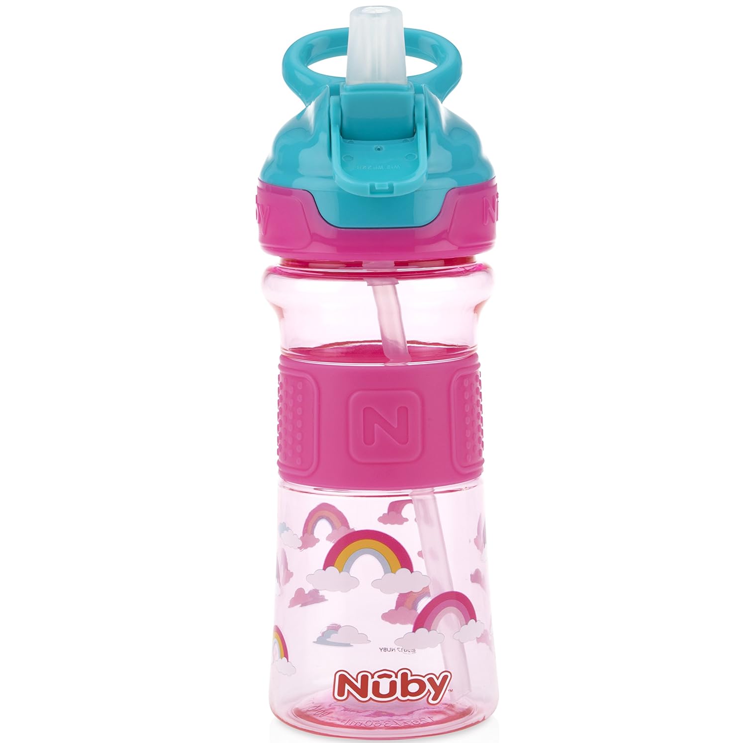 Nuby Thirsty Kids Push Button Flip-it Soft Spout on the Go Water Bottle ...