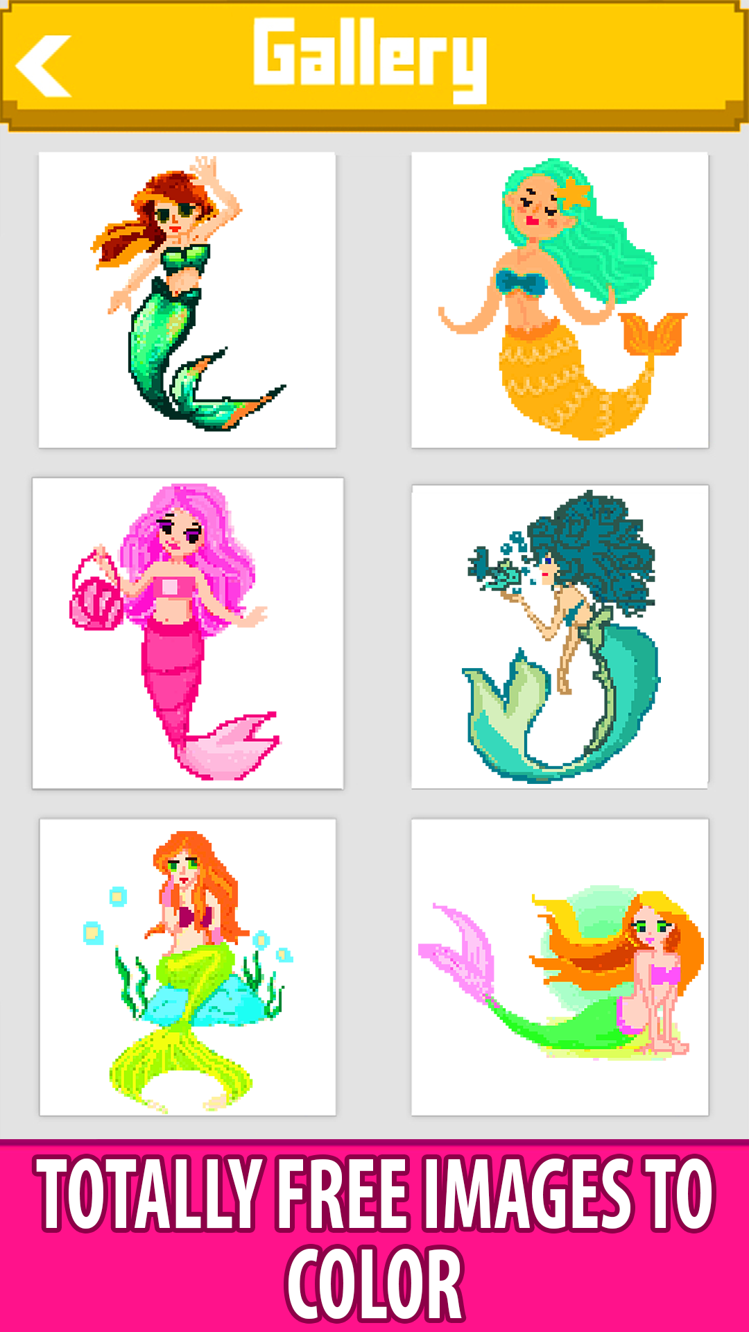 Mermaid Pixel Art - Paint by Number, Sandbox Coloring Book Pages:Amazon ...