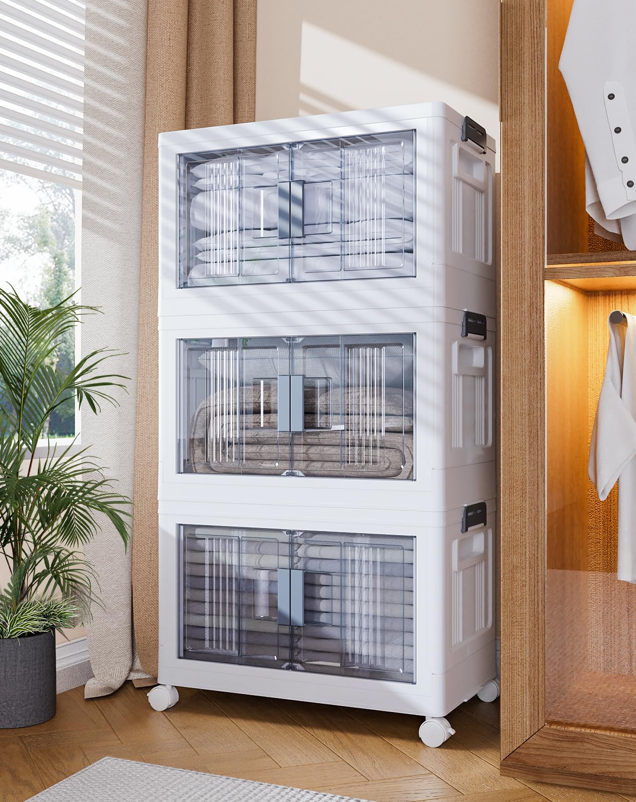 Mua OlarHike 48QT Storage Bins with Lids - Folding Storage box with ...