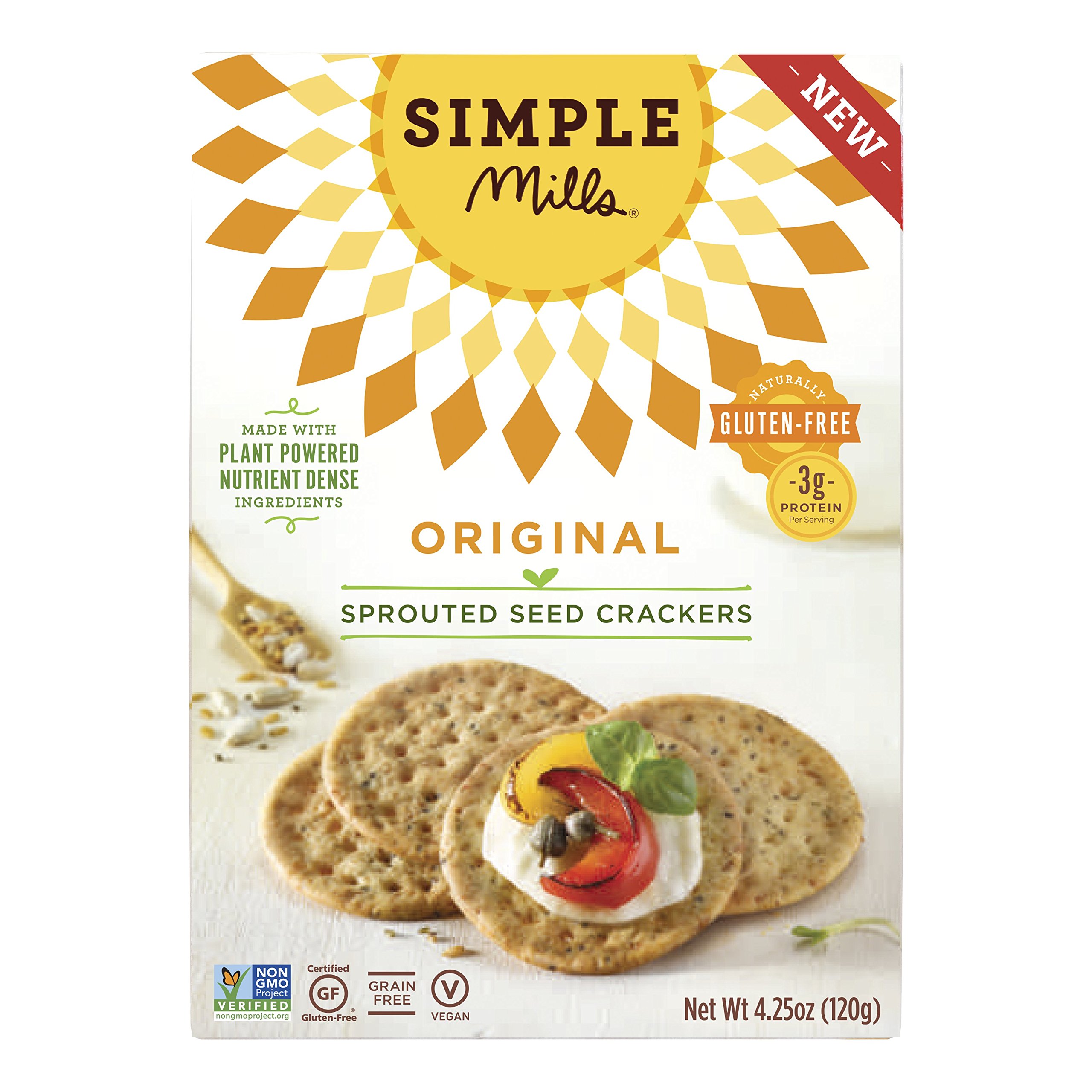 Simple Mills Sprouted Seed Crackers, Everything, Naturally Gluten Free ...