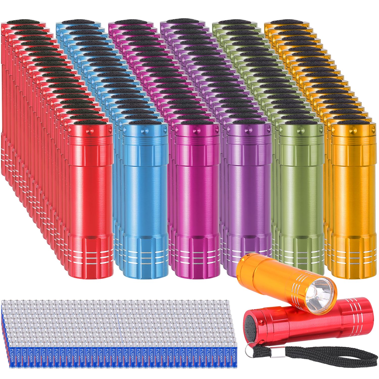 KunHe 120 Pack Small Mini Cheep Flashlights for Kids Bulk with Batteries Aluminum LED Flashlight ...
