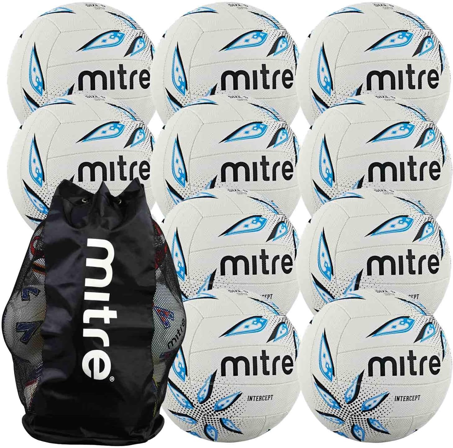 Mitre Intercept Netball Package - 10 Size 4 netballs with free ball ...