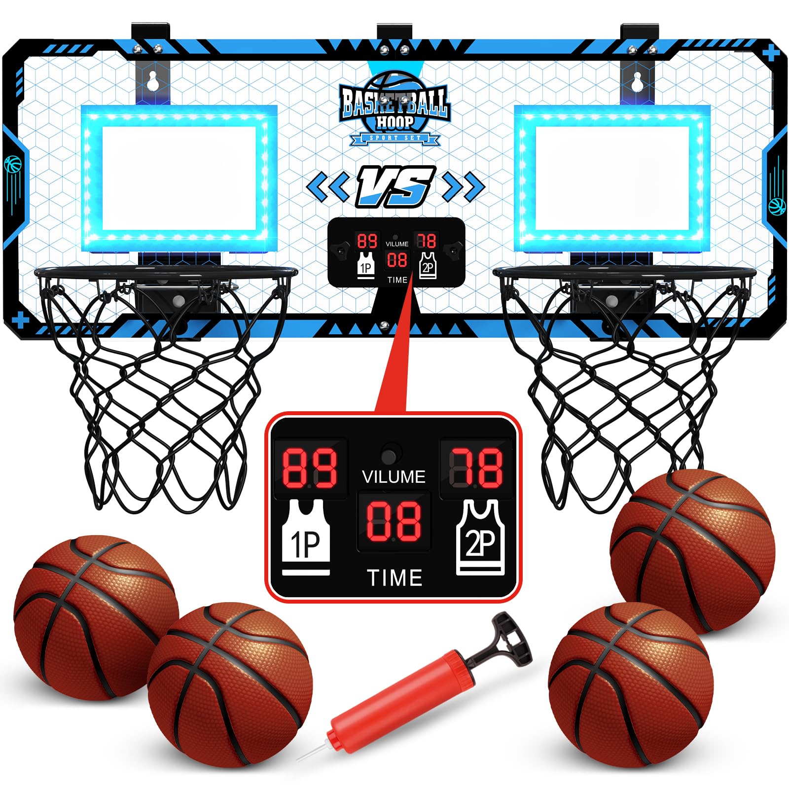 2 Player Basketball Hoop Indoor,for Kids 5 6 7 8 9 10+Years Old Boys ...