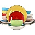 Amazon.com | Elama Sebastian 24 Piece Double Bowl Stoneware Dinnerware Set in Assorted Colors ...