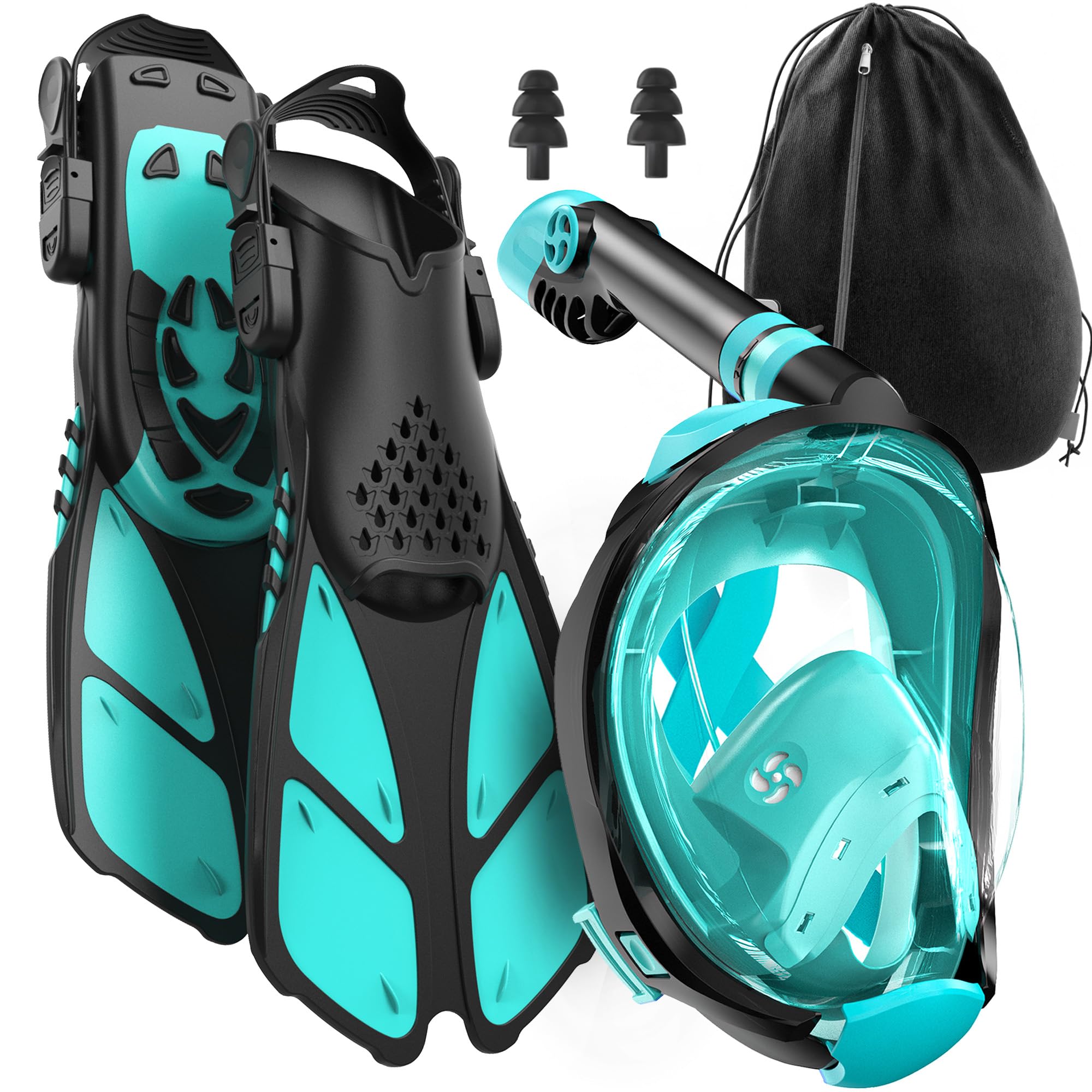 COZIA DESIGN Snorkeling Gear for Adults with Fins - Full Face Snorkel ...