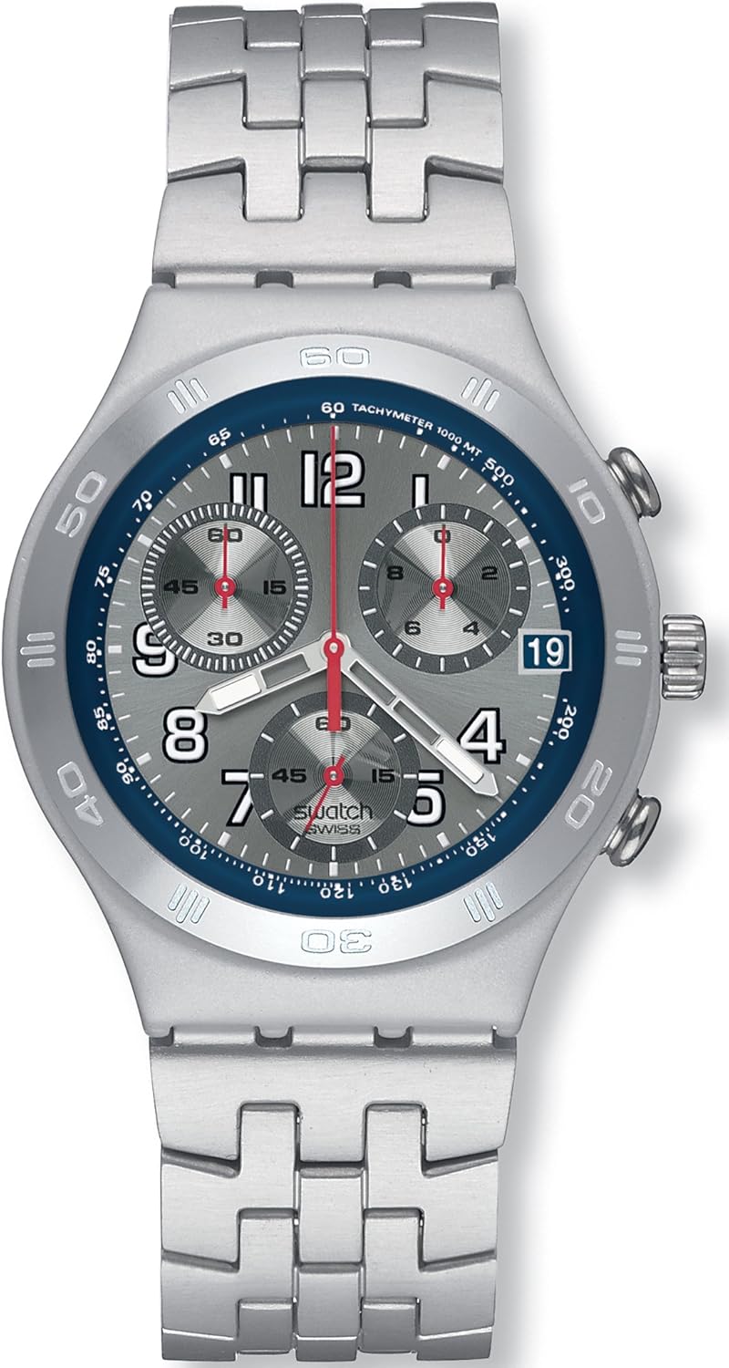 Swatch Mens Watch Chrono Greyscale YCS 4046 AG Quartz with Grey Dial ...
