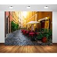 Amazon.com : BELECO 7x5ft Fabric Italian Street Restaurant Backdrop ...