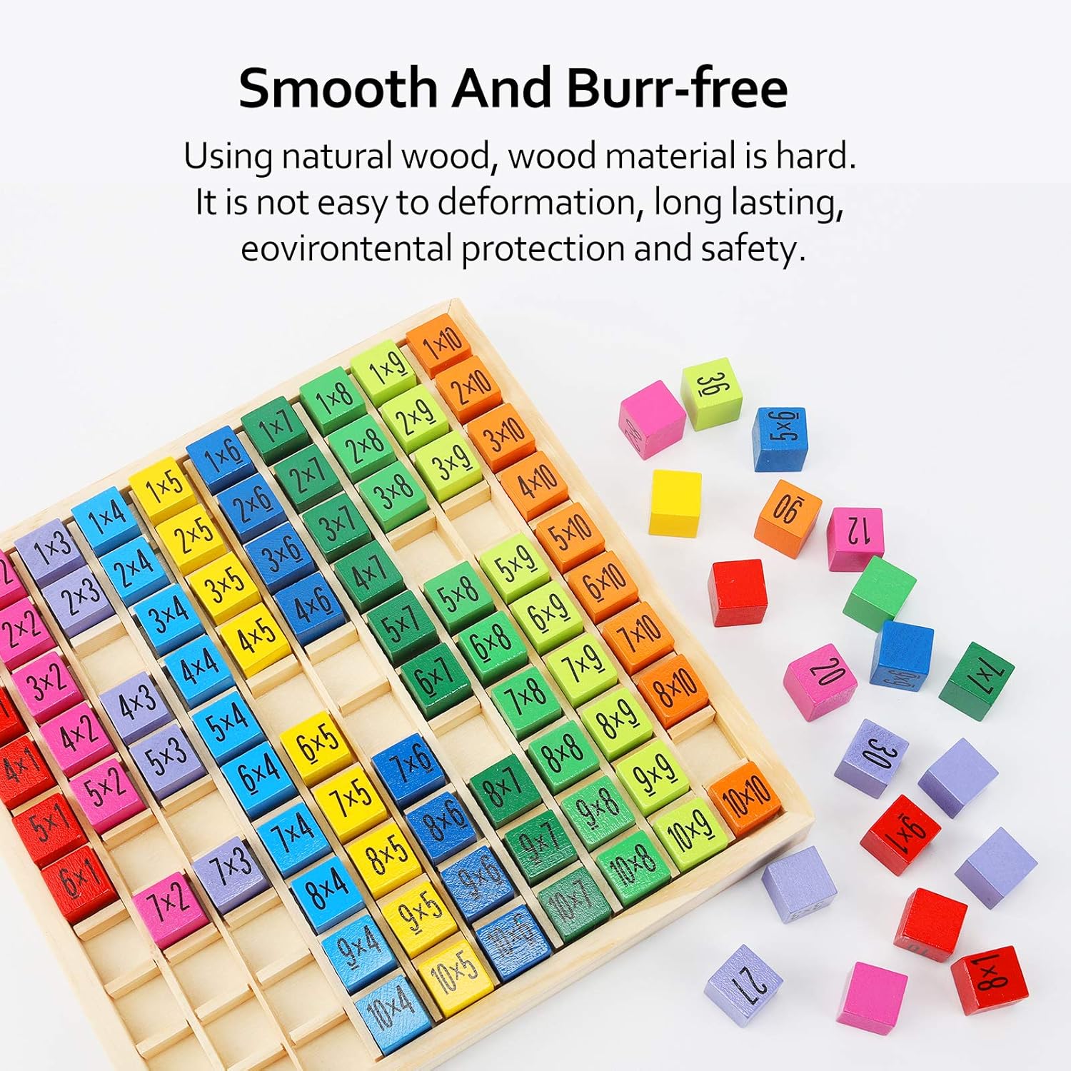 colmanda Wooden Counting Board, 10 x 10 Montessori Math Tray Counting ...