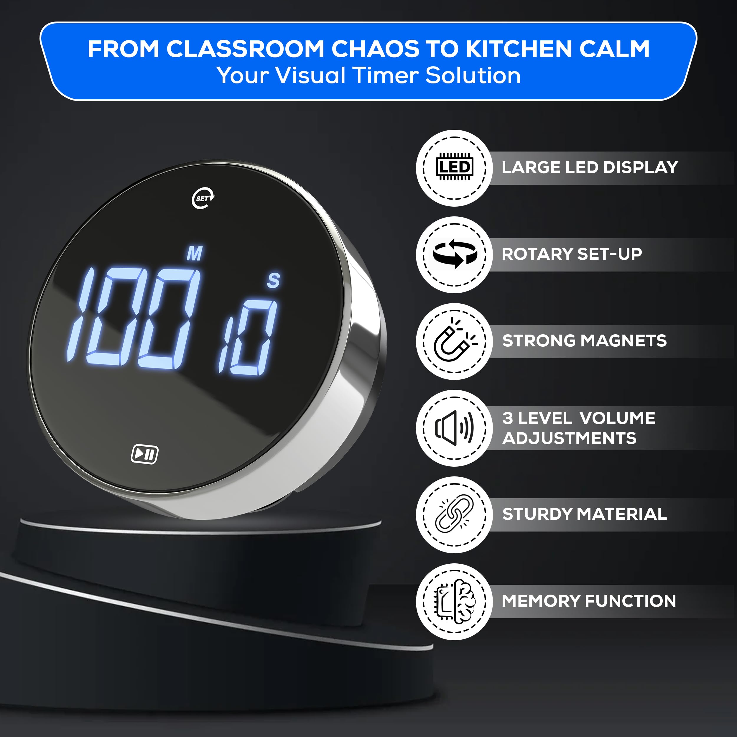 Mua Basesit Digital Kitchen Timer, 3 Digit Minutes Setup, Magnetic Base ...