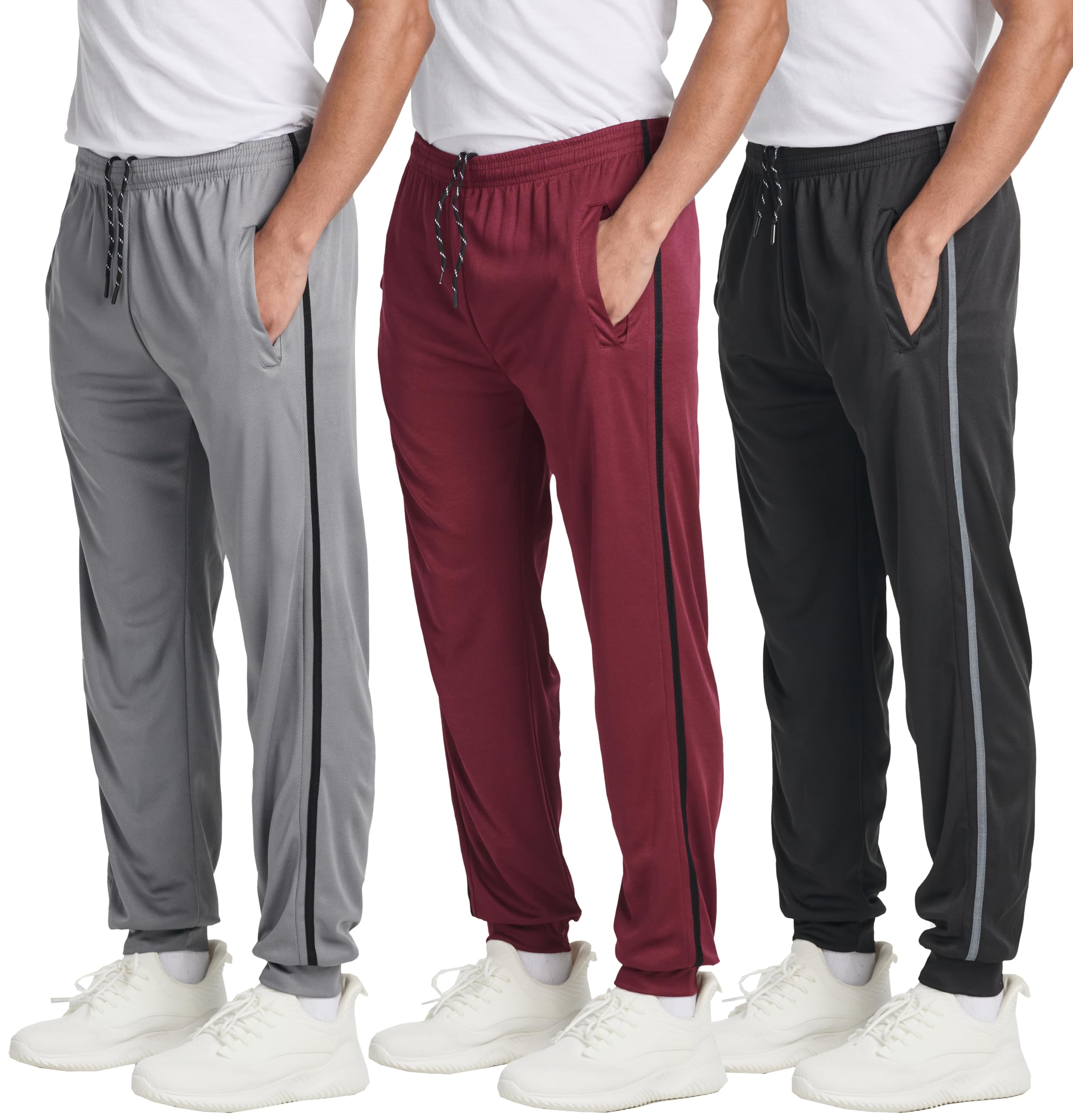 3 Pack Mens Joggers Tech Mesh Active Sports Athletic Training Soccer ...