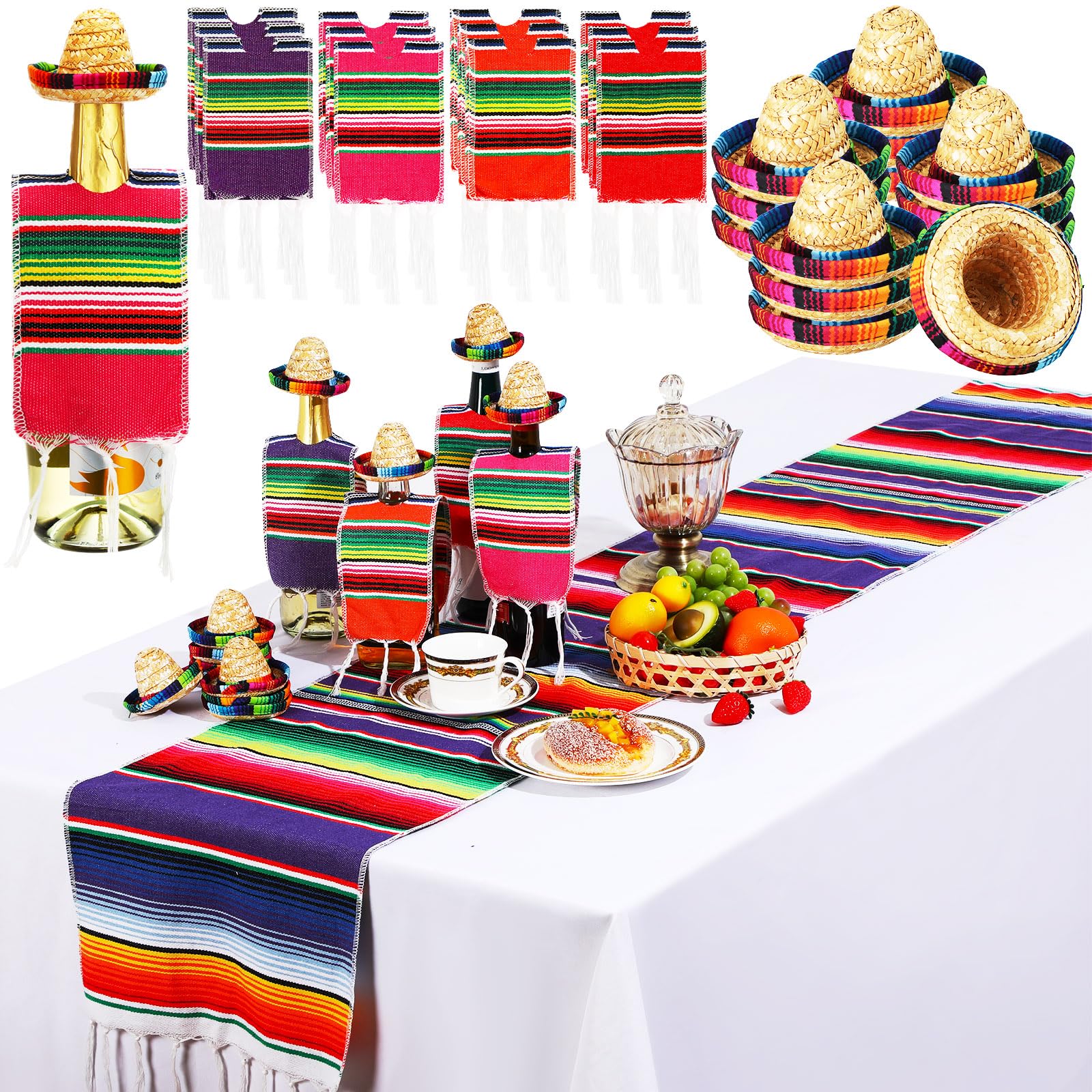 Moukeren 25 Pcs Mexican Decorations Includes 12 Mini Fiesta Sombrero ...