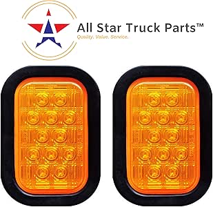 Amazon.com: Qty 2-5x3" Amber Rectangle 12 LED Stop/Turn/Tail Fender ...
