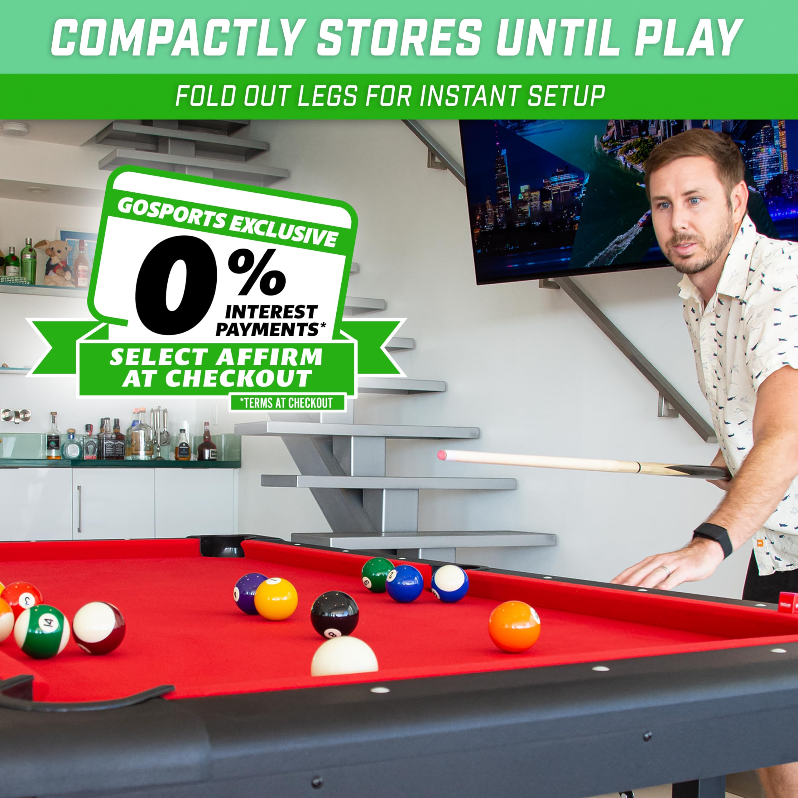 GoSports Mid-Size 7 Ft X 3.9 Ft Billiards Game Table - Foldable Design ...