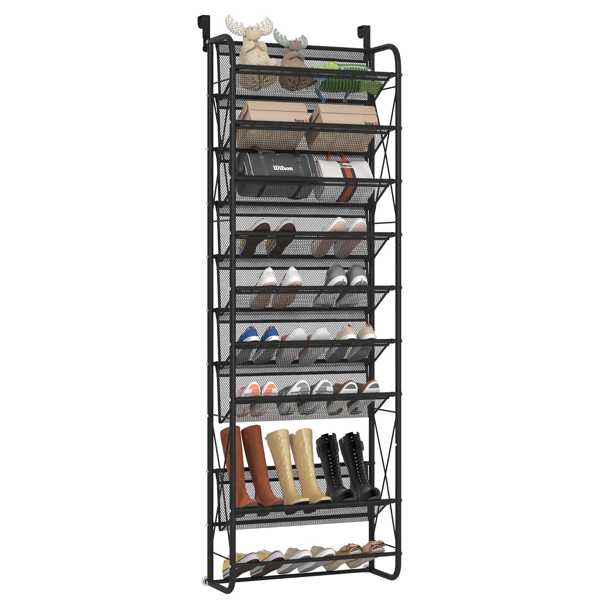 JSB 10 Tier Shoe rack Mesh fabric Over The Door Shoe Organizer X ...