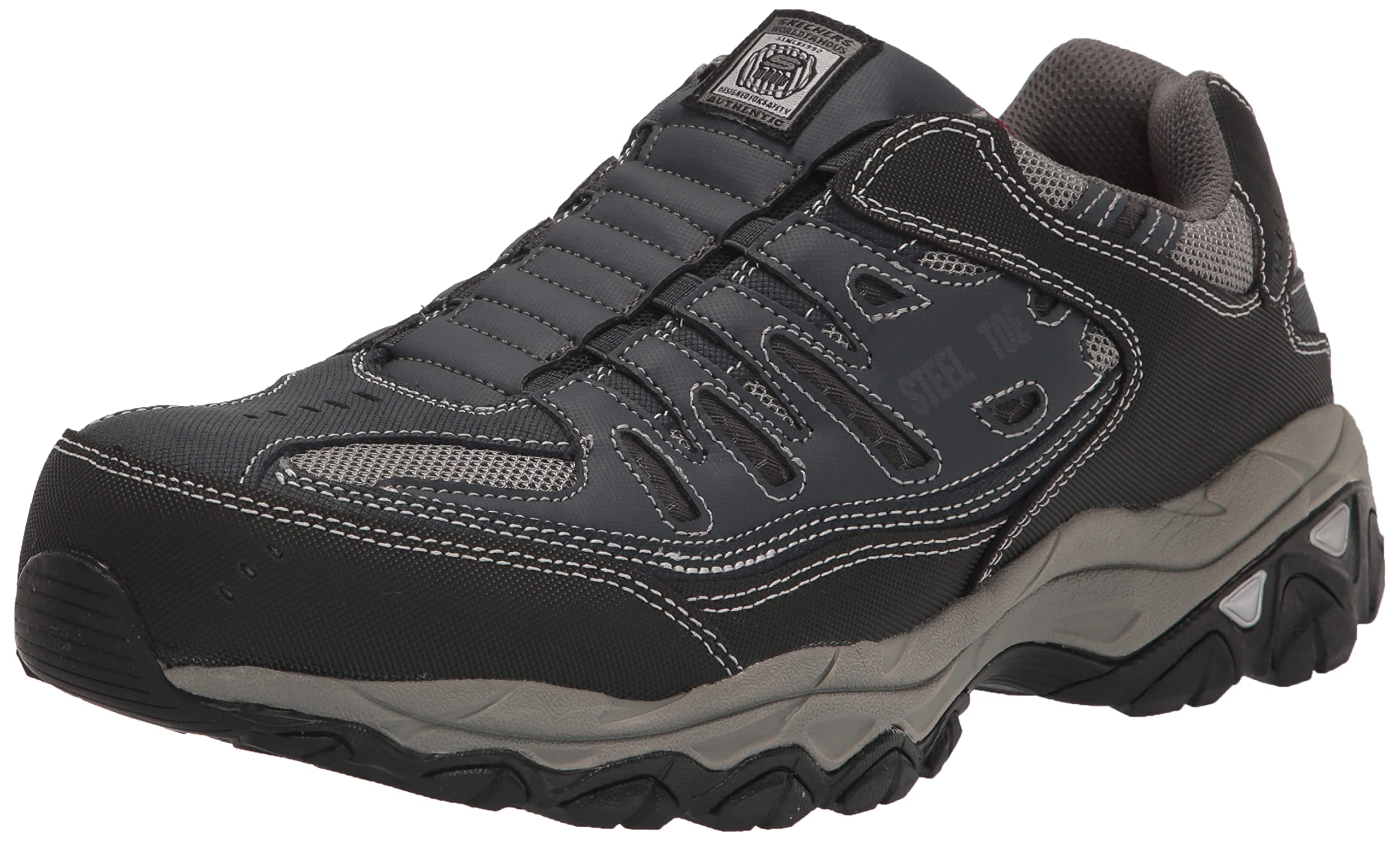 Skechers Men's Cankton Ebbitt Steel Toe Construction Shoe, Navy/Grey ...