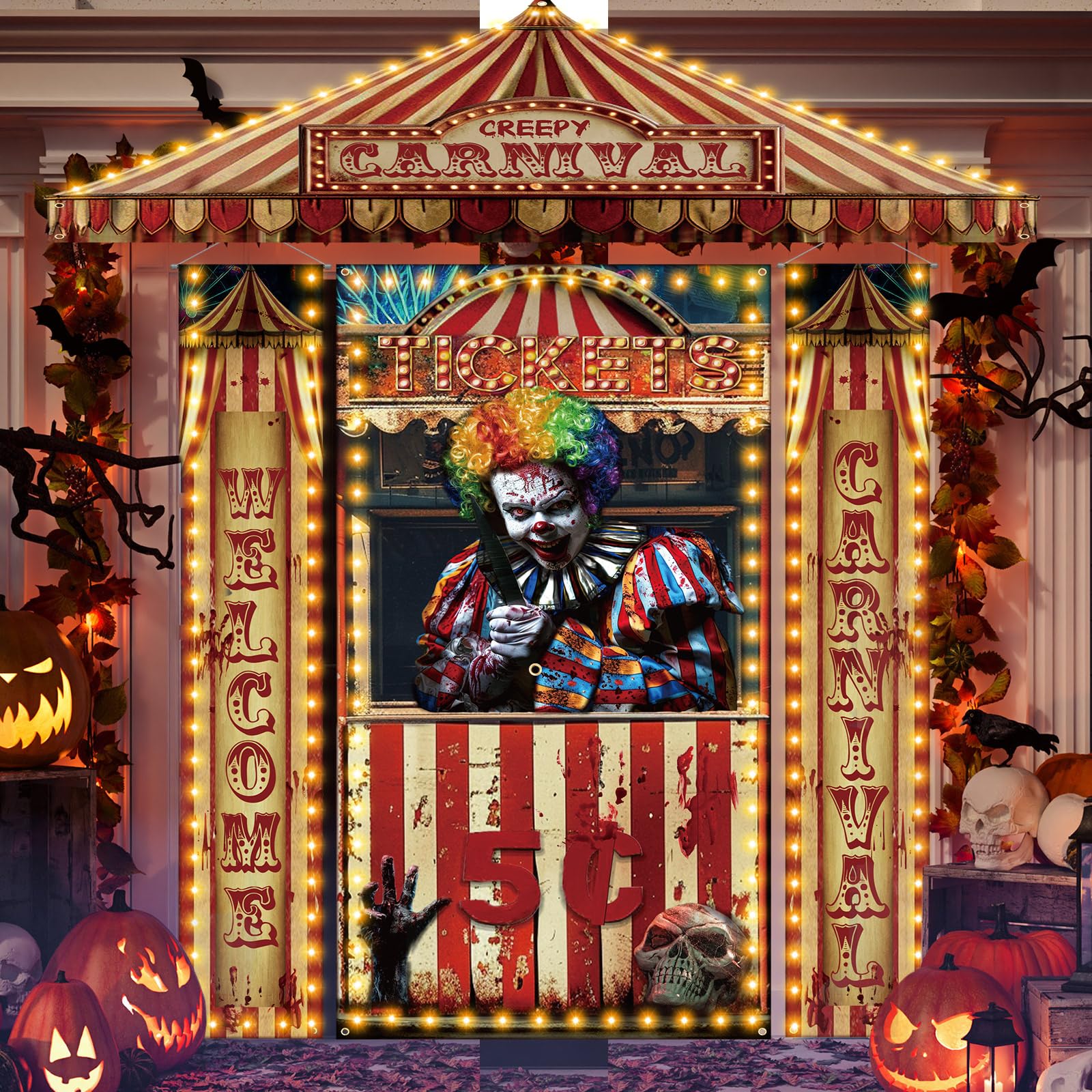 Yoojahow Halloween Carnival Decorations Halloween Evil Circus Door ...