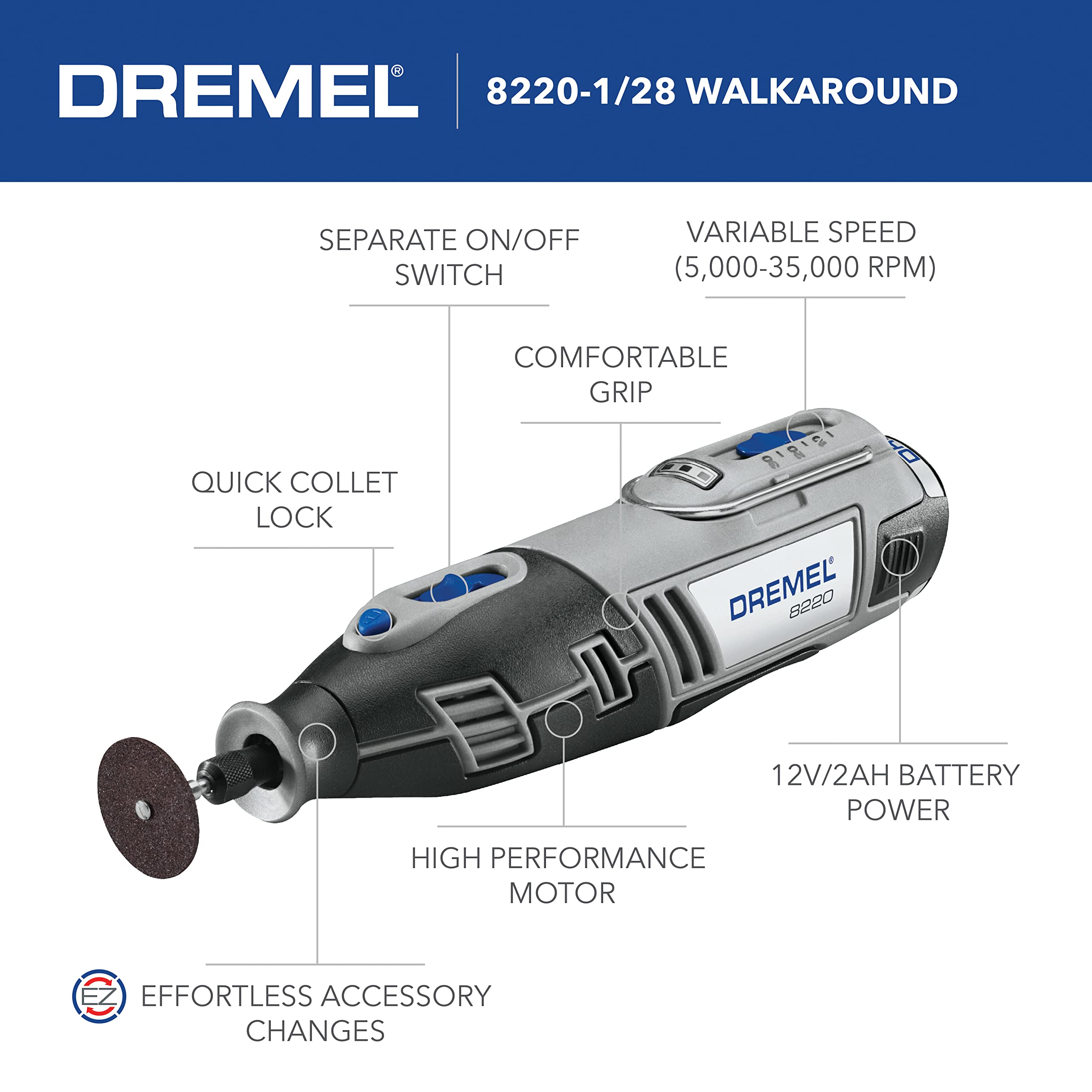 Mua Dremel(ドレメル) コードレスハイスピードロータリーツール(12V)8220-1/28 [並行輸入品] trên Amazon ...