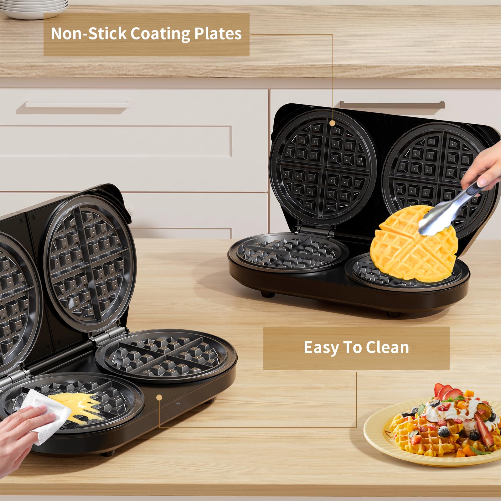 Mua Double Waffle Maker 6 Inch, 1400W Belgian Waffle Maker for ...