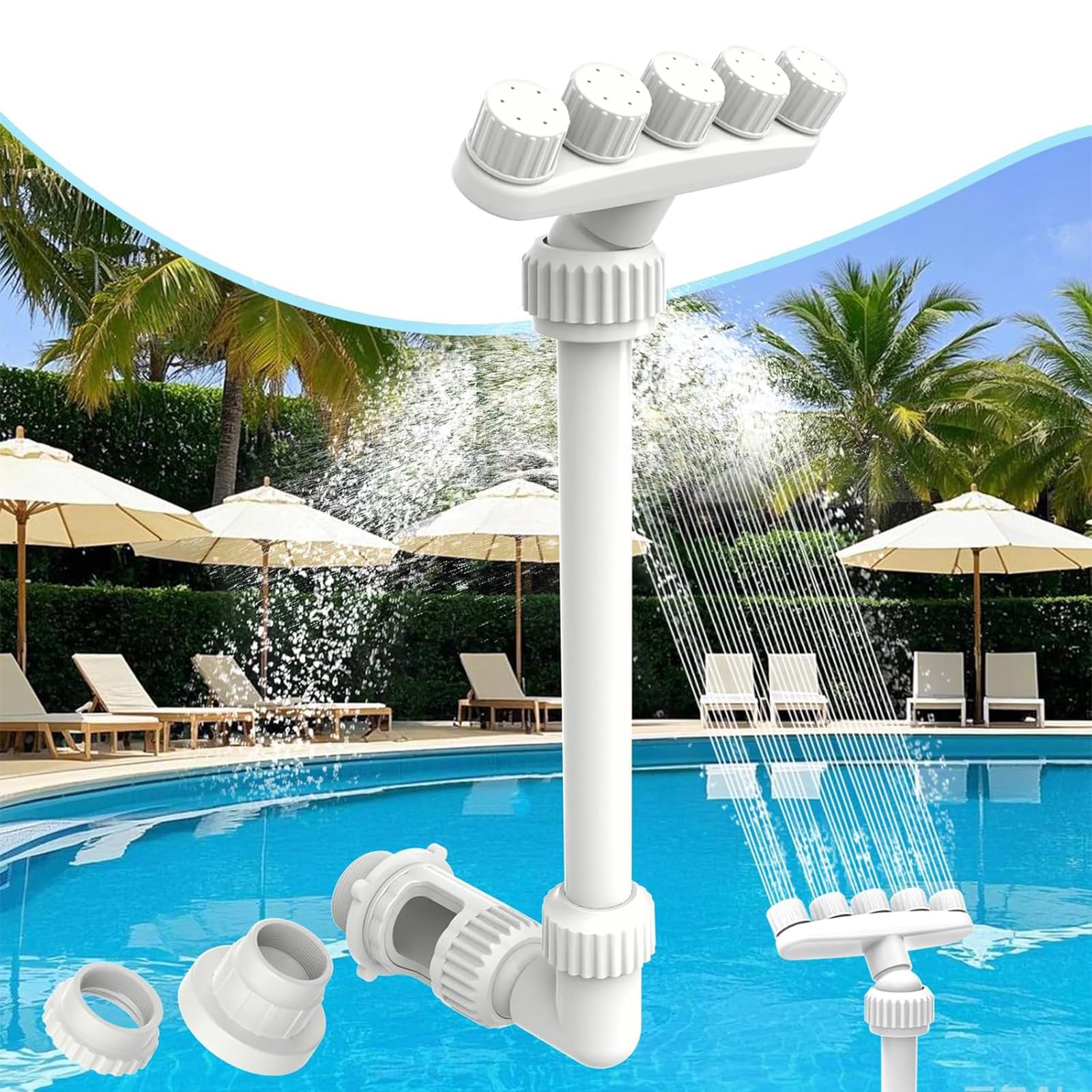 KINFAVOU Pool Fountain for Above and In-Ground Pools, 5 Nozzles ...