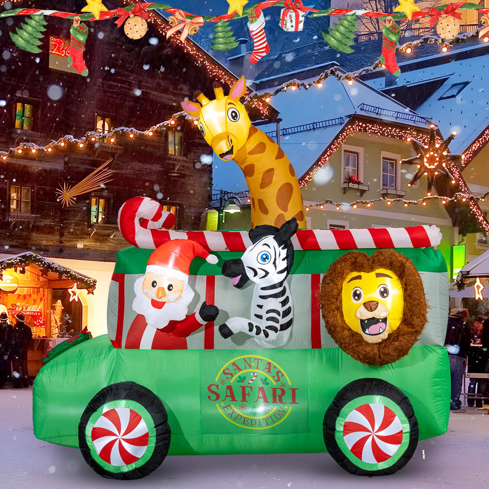 Hioasis 12FT Christmas Inflatable Outdoor Decoration - Santa and Green ...