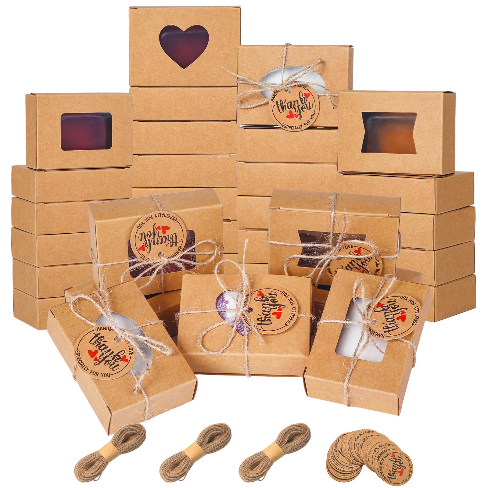 Kosiz 100 Pcs Soap Boxes Packaging Soap Kraft Boxes for Homemade Soap ...