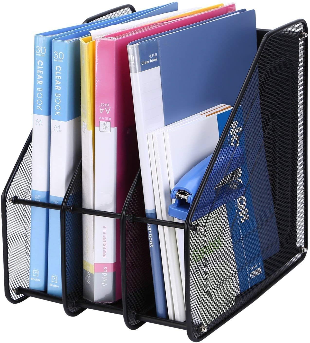 PARVY Metal Mesh 3 Tier Magazine Frame Rack Document File Tray Holders ...