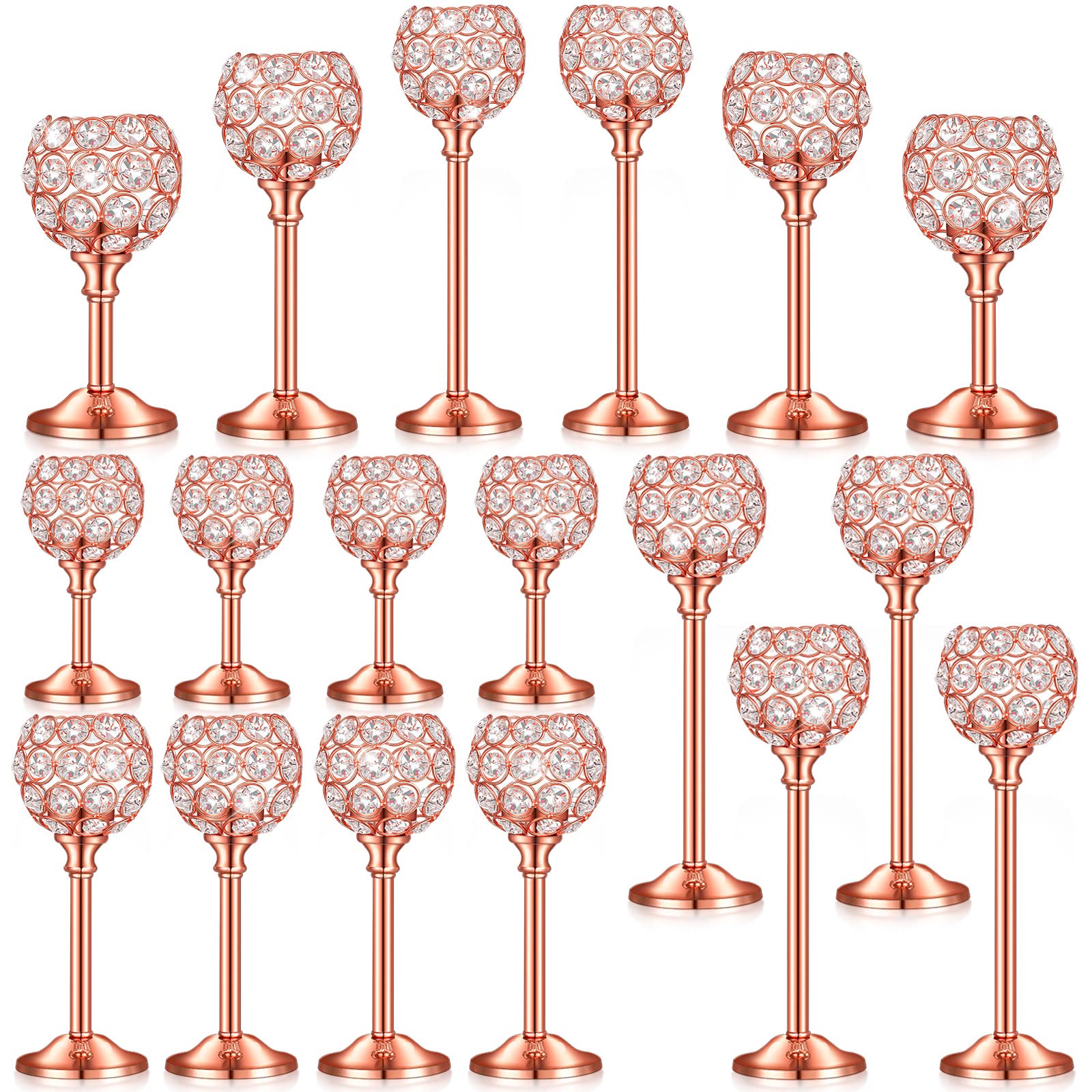 Qunclay 18 Pieces Crystal Candle Holders Bulk Candle Stick Holder ...