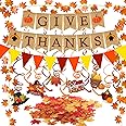 Amazon.com: Famoby GIVE Thanks Burlap Banner Paper Triangular Bunting ...