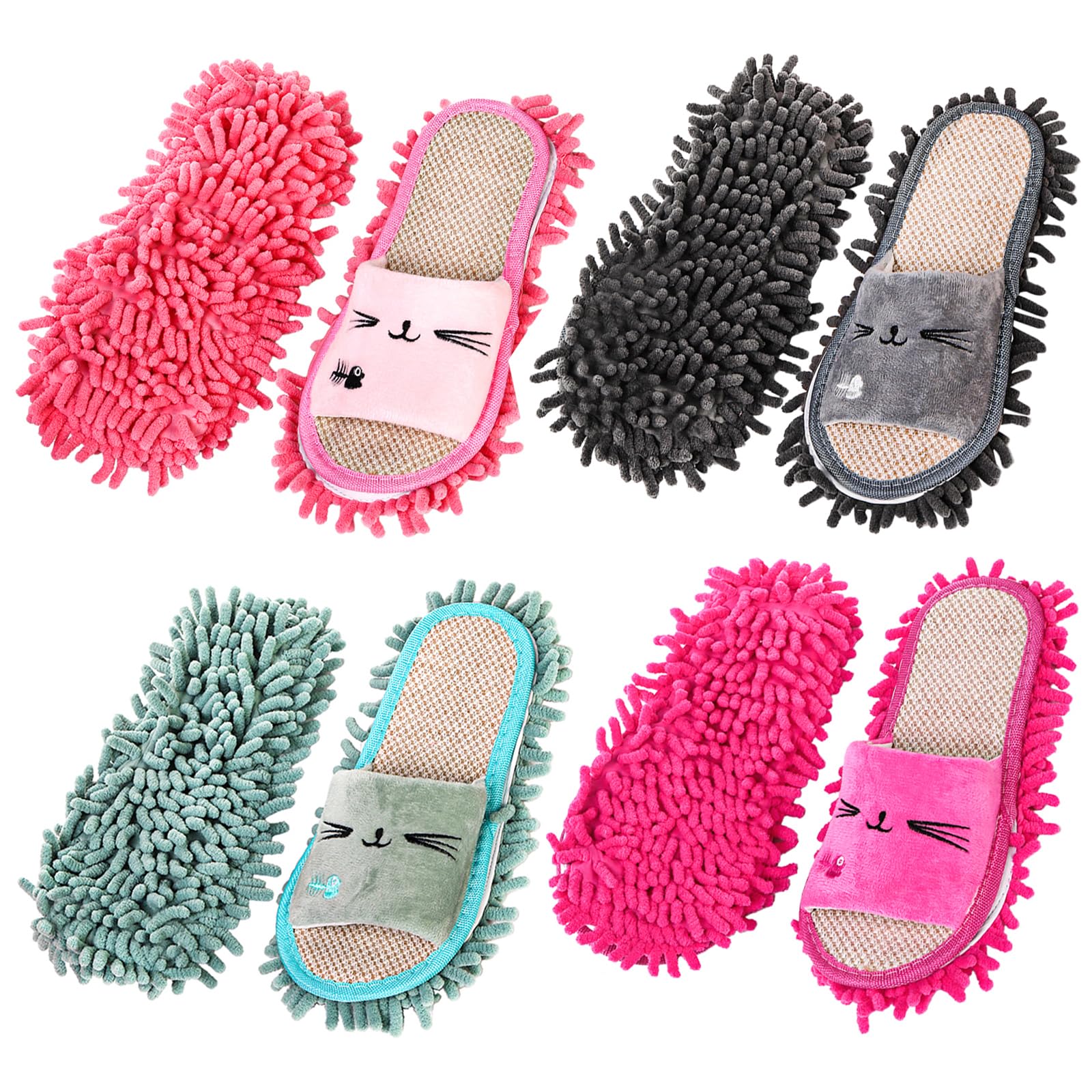 Bekith Washable Mop Slippers, Detachable Microfiber Cleaning Mop ...
