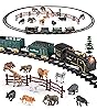 Safari Animals Figures Toy Train Set, Electric Locomotive with Light ...