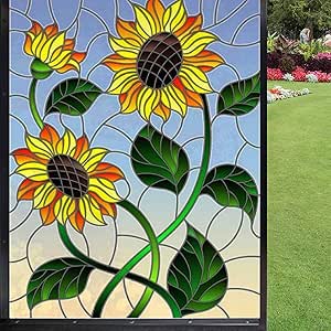 Amazon.com: Lianghuiboo Privacy Window Film,Sunflower Blue Background ...