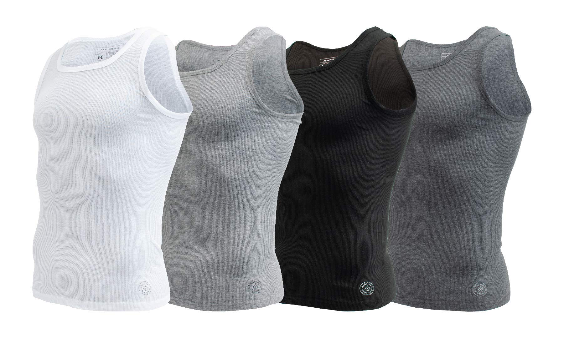 Aeropostale Mens 4 Pack Contour Fit Mens A-Shirt Tank top (Medium ...